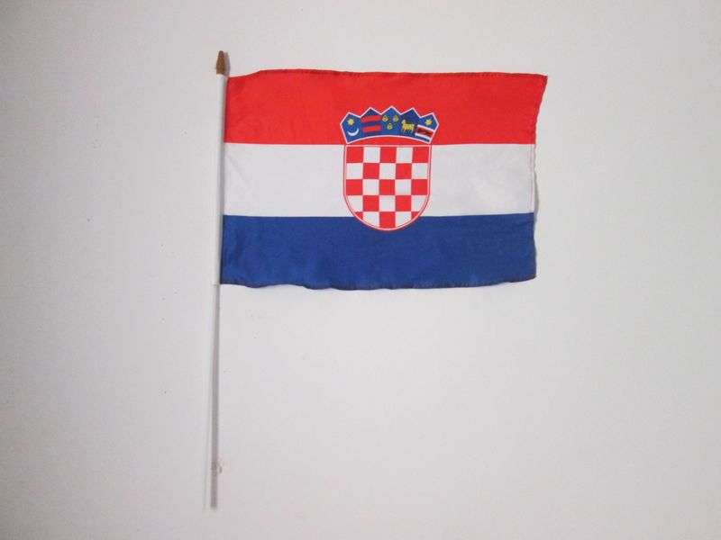 CROATIA FLAG 12'' x 18'' white stick - CROATIAN FLAGS 30 x 45 cm ...