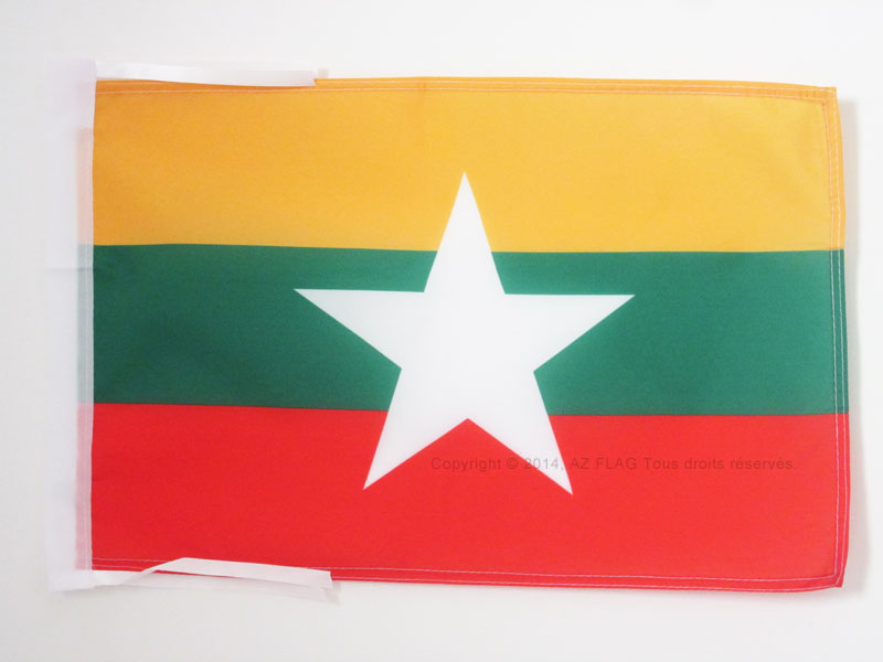 BURMA FLAG 18'' x 12'' cords - MYANMAR - BURMESE SMALL FLAGS 30 x 45cm ...
