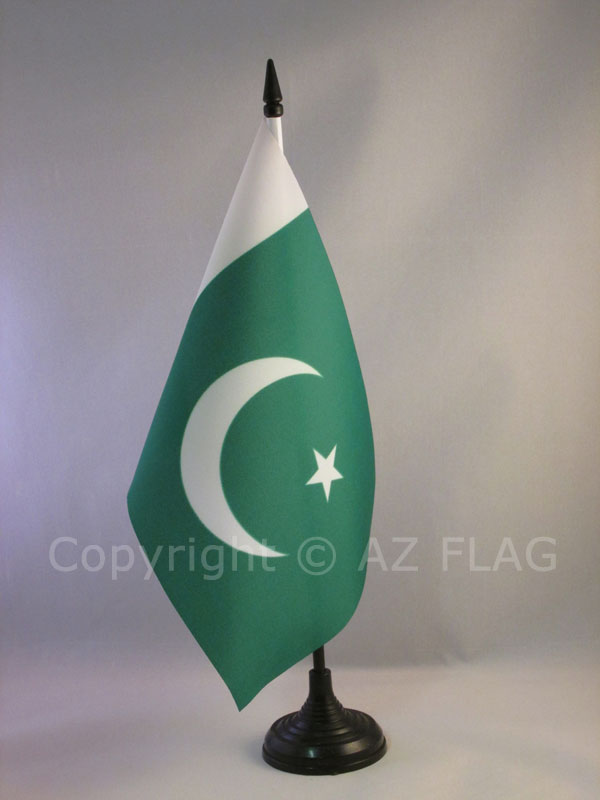 PAKISTAN TABLE FLAG 5'' x 8'' - PAKISTANI DESK FLAG 21 x 14 cm - Black ...