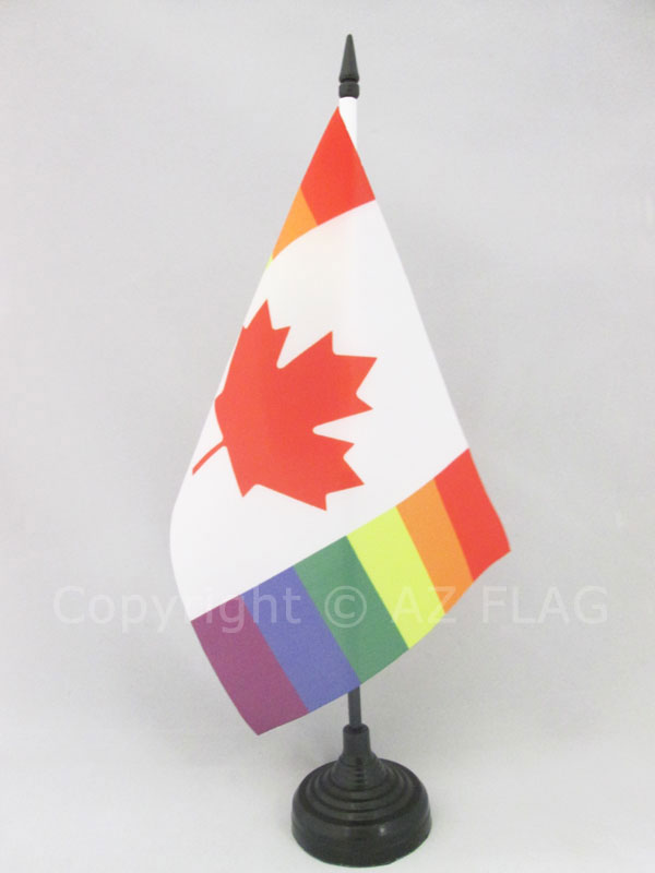 CANADA RAINBOW TABLE FLAG 5'' x 8'' - GAY CANADIAN DESK FLAG 21 x 14 cm ...