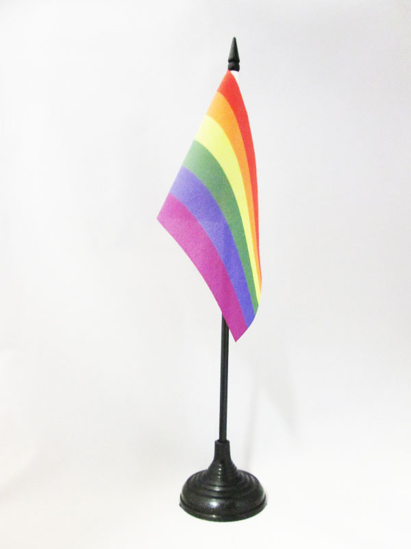 RAINBOW TABLE FLAG 4'' x 6'' - GAY PRIDE DESK FLAG 15 x 10 cm - Black ...