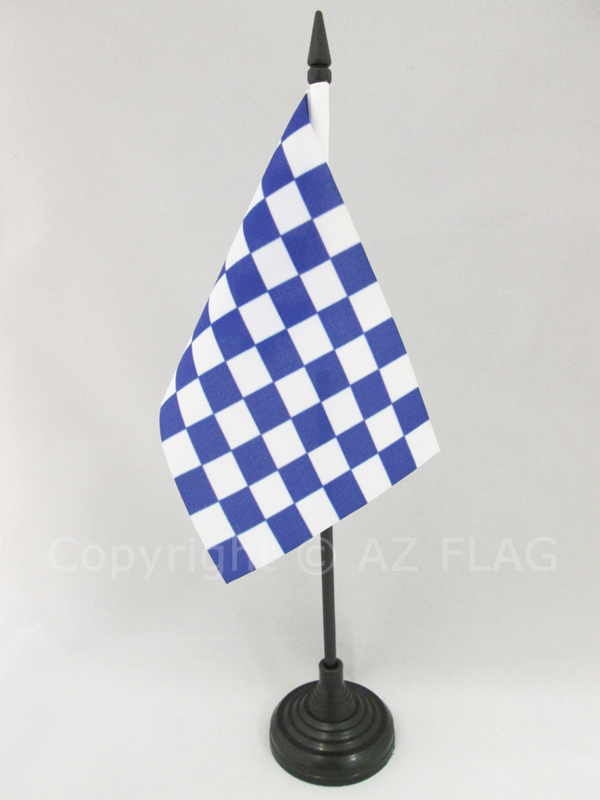 BLUE AND WHITE CHECK TABLE FLAG 4'' x 6'' - CHECKERED RACING DESK FLAG ...