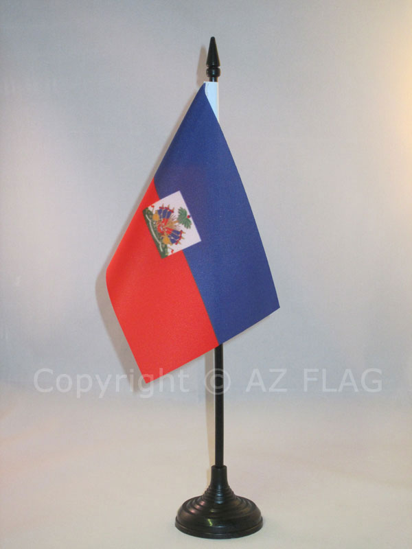 HAITI TABLE FLAG 4'' x 6'' - HAITIAN DESK FLAG 15 x 10 cm - Black ...
