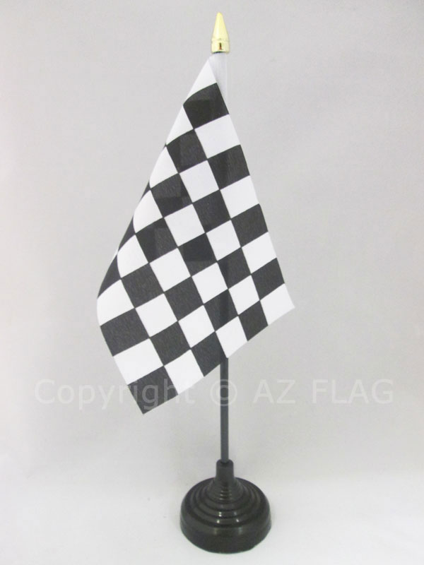CHECKERED BLACK AND WHITE TABLE FLAG 4'' x 6'' - CAR RACE DESK FLAG 15 ...